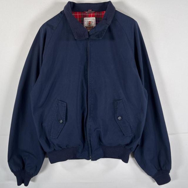 古着 バラクータ BARACUTA スウィングトップジャケット ハリントンジャケット Gー9 チンストボタン 裏地チェック 40R  ネイビー メンズ
