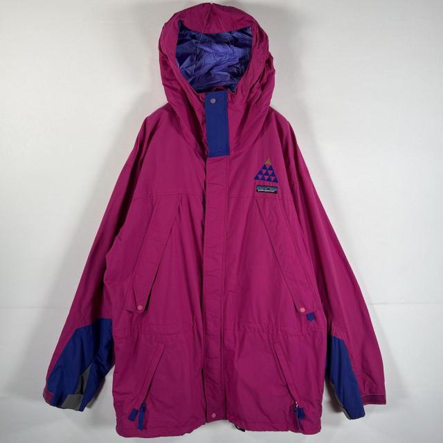 古着 パタゴニア patagonia ナイロンジャケット マウンテンパーカー ストームジャケット ワンポイントロゴ フード付き M  ピンク メンズ