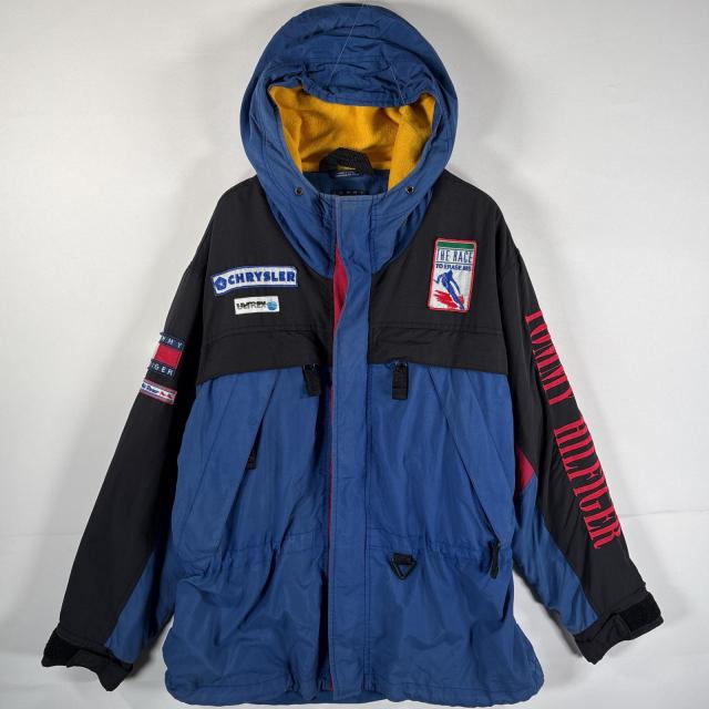 古着 90s/90年代 トミーヒルフィガー   スキージャケット フリースライナー ビッグロゴ S ブルー マルチカラー メンズ