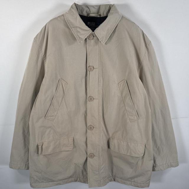 古着 90s/90年代 ポロバイラルフローレン Polo by Ralph Lauren ハンティングカバーオール 大きいサイズ フルジップ XL  ベージュ メンズ