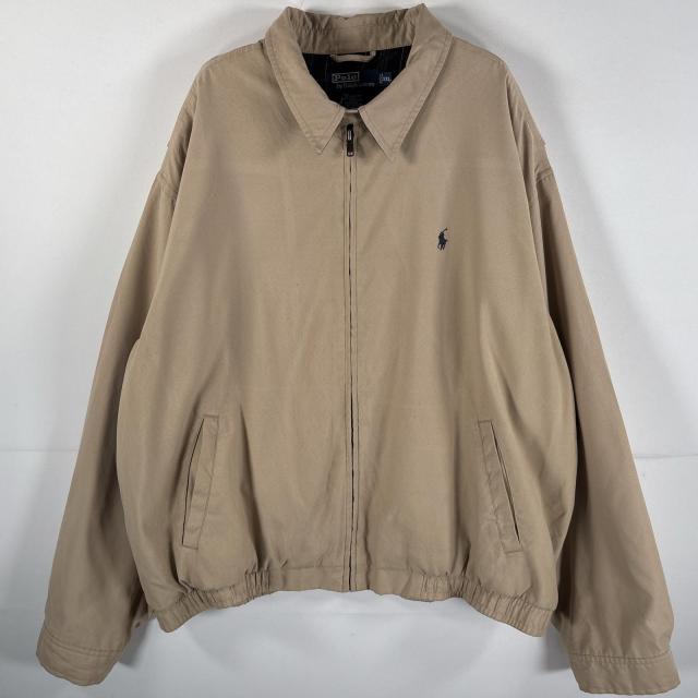 古着 90s/90年代 ポロバイラルフローレン Polo by Ralph Lauren スウィングトップジャケット 大きいサイズ ワンポイント XXL ベージュ