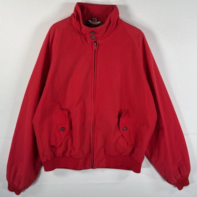 古着 バラクータ BARACUTA ハリントンジャケット タータンチェックライナー フルジップ チンストボタン 44R  レッド 無地 メンズ