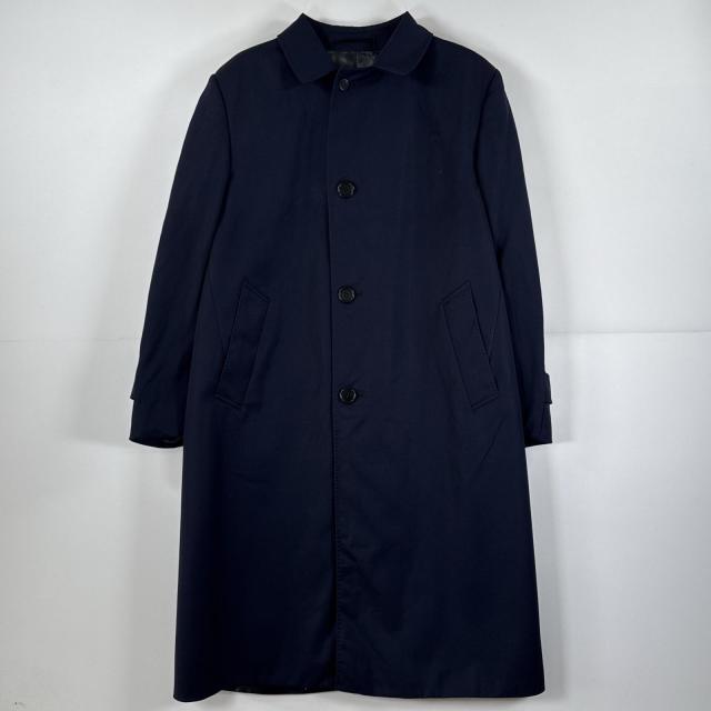 古着 80s/80年代 ヴィンテージ アクアスキュータム Aquascutum 長袖 ステンカラーコート ロング ウール 濃紺 40 REG  ネイビー メンズ