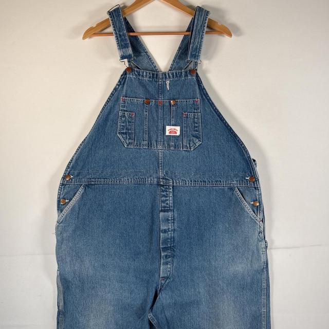 古着 80s〜90s/80年代〜90年代 ヴィンテージ ラウンドハウス ROUND HOUSE オーバーオール デニム ワーク  大きいサイズ  ブルー系