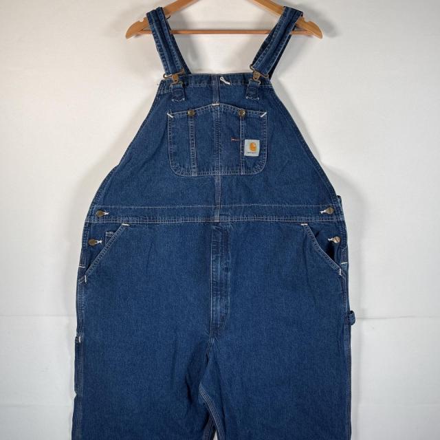 古着 00’s/00年代 カーハート Carhartt USA製 オーバーオール デニム ワーク ワンポイントロゴ 大きいサイズ w48 L30 インディゴブルー