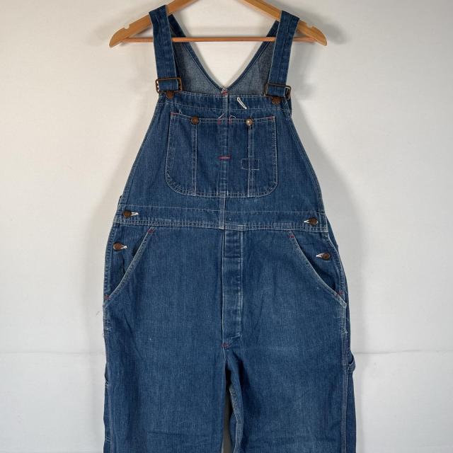 古着 70s/70年代 ヴィンテージ ビッグマック BIG MAC オーバーオール デニム ワーク ワンポイントロゴ ペインター Square Bak  ブルー系