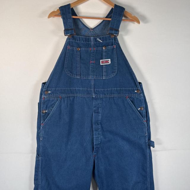 古着 80s/80年代 ヴィンテージ ビッグマック BIG MAC USA製 オーバーオール デニム ワーク ワンポイント 大きいサイズ  ブルー系 メンズ