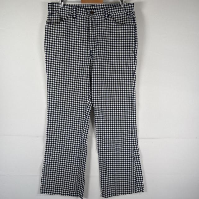 古着 70s/70年代 ヴィンテージ リーバイス Levis スラックスパンツ ビッグE ギンガムチェック 42タロンジップ 長ズボン  ネイビー