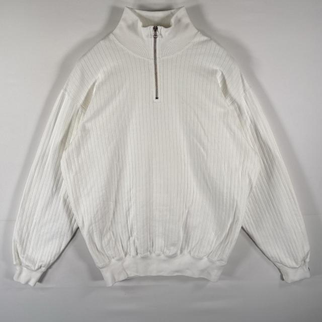 古着 90s/90年代 ポロバイラルフローレン Polo by Ralph Lauren スウェット ハーフジップ トレーナー 袖ロゴ刺繍 M  ホワイト メンズ