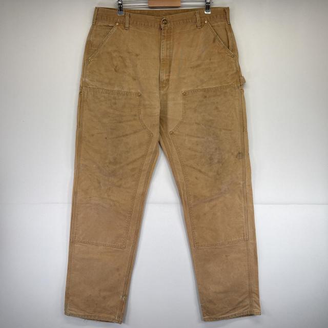 古着 カーハート Carhartt ワークパンツ ダック ダブルニー ペインター 大きいサイズ ワンポイントロゴ w40 L36  ベージュ系 メンズ