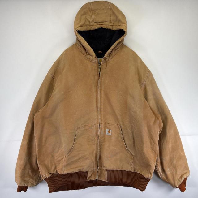 古着 カーハート Carhartt USA製 ワークジャケット アクティブジャケット ダック 大きいサイズ  パーカー 2XL  ベージュ系 メンズ