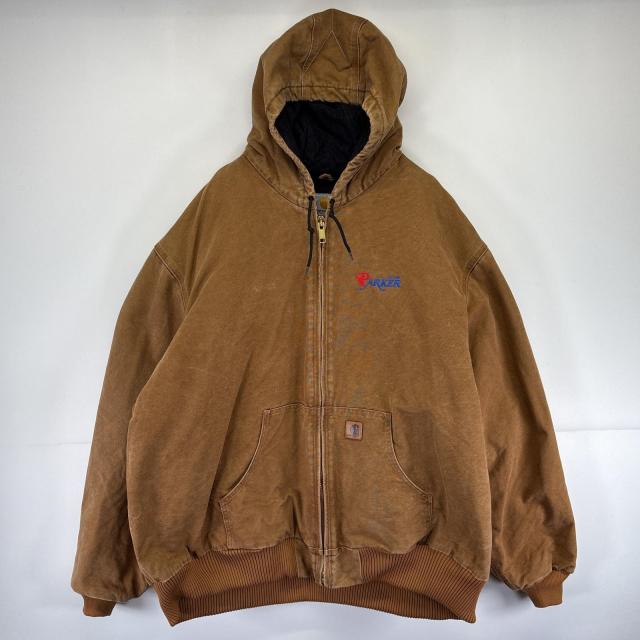 古着 カーハート Carhartt ワークジャケット アクティブジャケット ダック  中綿 大きいサイズ パーカー 4XL  ベージュ系 メンズ