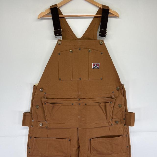 古着 ベンデイビス BEN DAVIS オーバーオール デッドストック タグ付き 大きいサイズ エプロン付き ダブルニー ワーク w40 L32 ブラウン