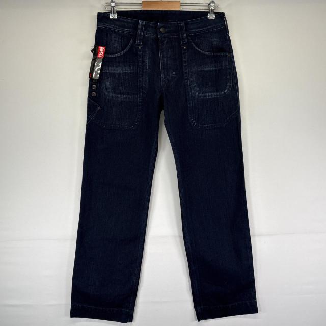 古着 ディーゼル DIESEL デニムパンツ ストレート デッドストック タグ付き ジーンズ ジーパン サイドポケット w28  ブルー メンズ