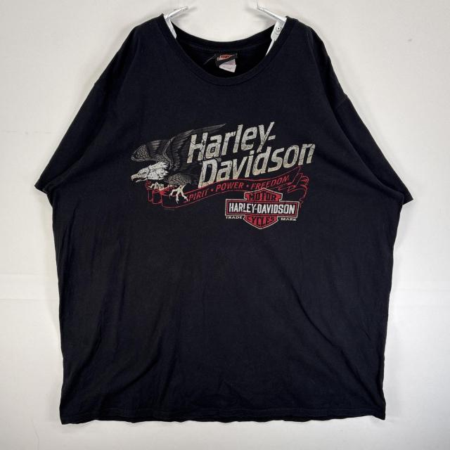 古着 ハーレーダビッドソン HARLEY DAVIDSON 半袖Tシャツ 企業 バイク 大きいサイズ クルーネック 3XL  ブラック 両面プリント メンズ