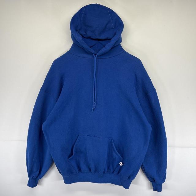 古着 90s/90年代 ラッセル Russell USA製 パーカー 無地 スウェット プルオーバー フーディ 大きいサイズ XXL  ブルー メンズ
