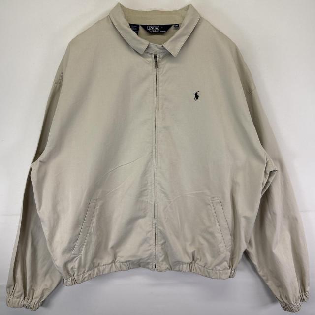 古着 ポロバイラルフローレン Polo by Ralph Lauren スウィングトップジャケット ワンポイント 大きいサイズ フルジップ XXL  ベージュ