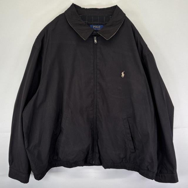 古着 ポロ・ラルフローレン POLO RALPH LAUREN スウィングトップジャケット ナイロン  フルジップ 大きいサイズ 3XB  ブラック メンズ