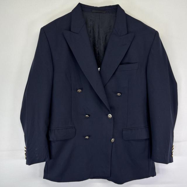 古着 イヴサンローラン Yves Saint Laurent テーラードジャケット スーツ ブレザー 金ボタン ダブル ウール YSL 濃紺 メンズ