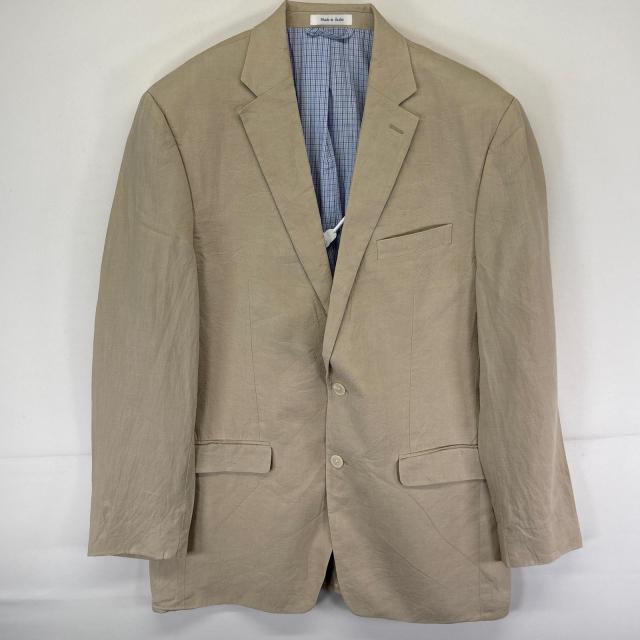 古着 ローレンラルフローレン LaurenRalphLauren テーラードジャケット ブレザー リネン 2ボタン 42L  ベージュ系 メンズ