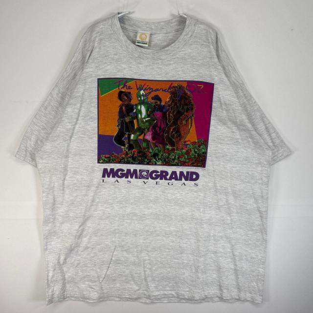 古着 90s/90年代 MGMグランド  半袖Tシャツ オズの魔法使い ムービー キャラクター カジノホテル USA製 XXL  グレー系 プリント メンズ
