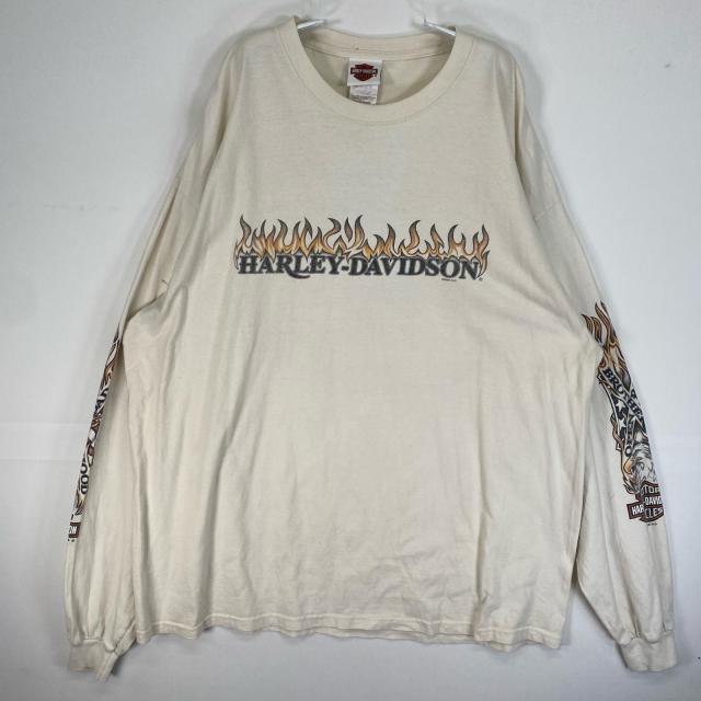古着 00’s/00年代 ハーレーダビッドソン HARLEY DAVIDSON 長袖Tシャツ ファイヤーパターン モーターカルチャー　バイク 大きい　USA製