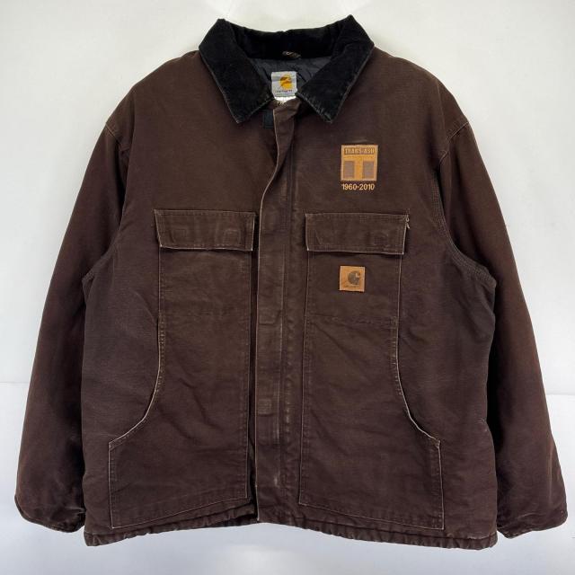 古着 カーハート Carhartt ワークジャケット 大きいサイズ ワンポイントロゴ ワッペン トラディショナルコート 2XL  ブラウン メンズ