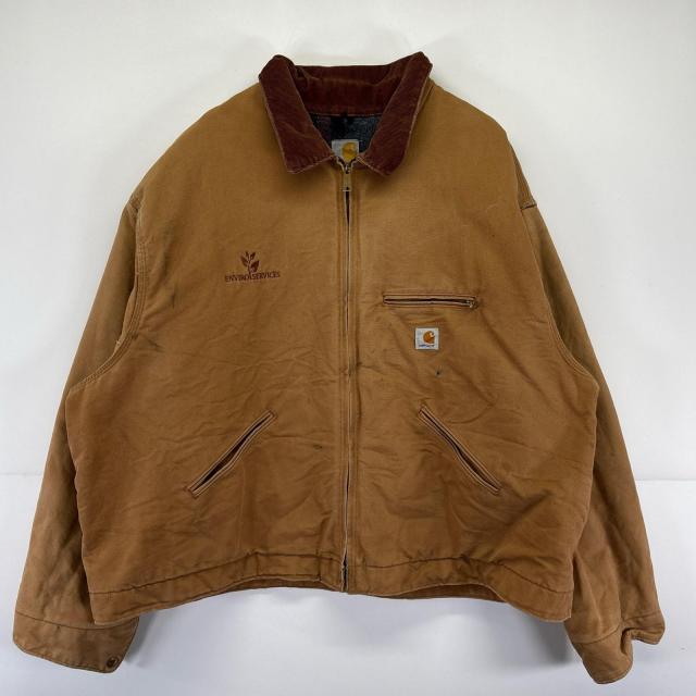 古着 カーハート Carhartt USA製 ワークジャケット デトロイトジャケット 大きいサイズ ワーク ブランケット 4XL  ベージュ系 メンズ