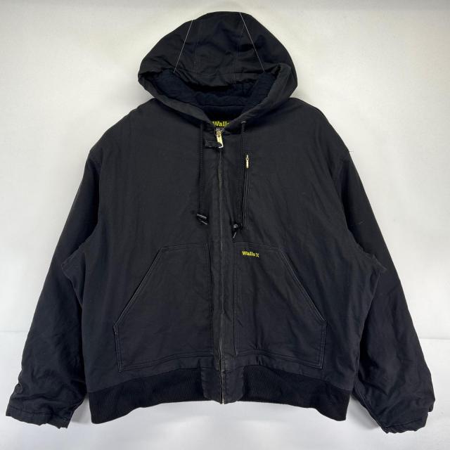 古着  walls ワークジャケット 大きいサイズ アクティブジャケットタイプ フルジップ ワンポイントロゴ 2XL  ブラック メンズ