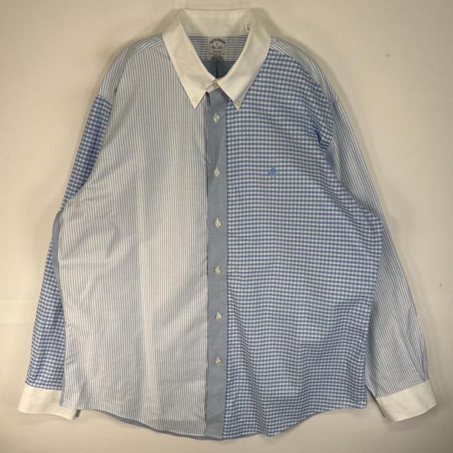 古着 ブルックスブラザーズ Brooks Brothers 長袖シャツ クレイジーパターン ロゴ 刺繍 REGENT XL  ブルー系 メンズ