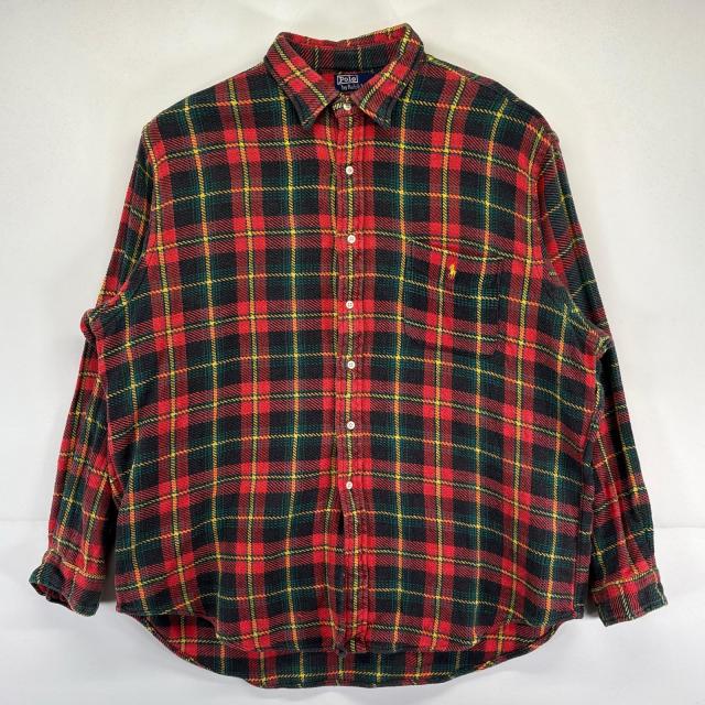 古着 ポロバイラルフローレン Polo by Ralph Lauren 長袖シャツ 大きいサイズ 胸ポケット ワンポイントロゴ チェック 2XL マルチカラー