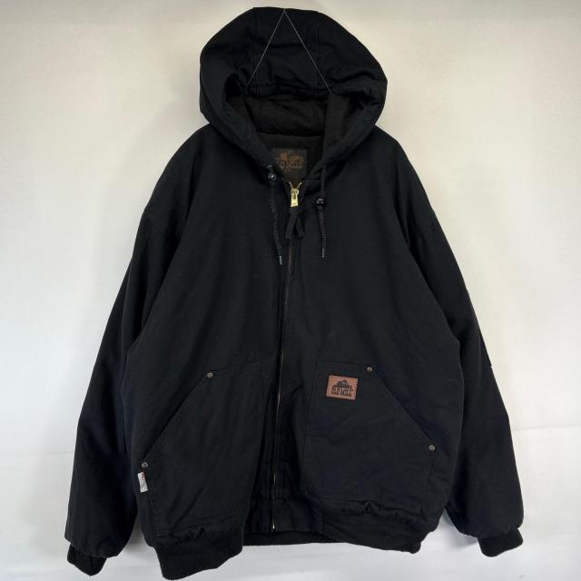 古着 オールドミル OLD MILL ワークジャケット ダッグジャケット アクティブタイプ 中綿 ワンポイントロゴ 2XL  ブラック メンズ