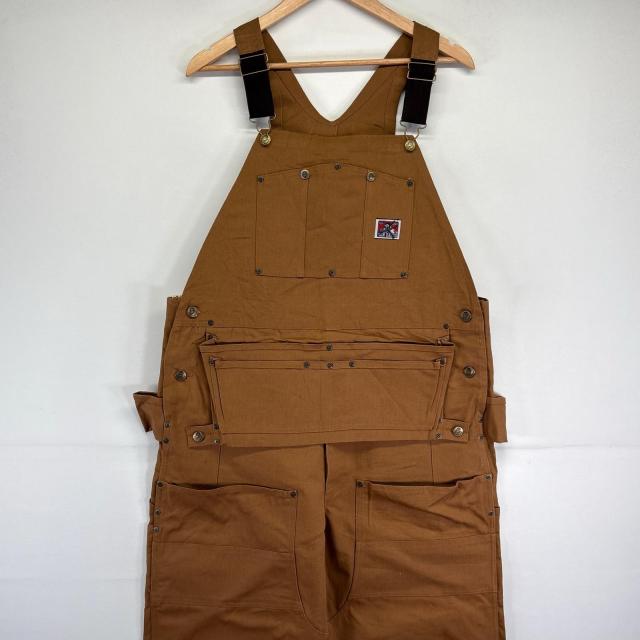 古着 ベンデイビス BEN DAVIS オーバーオール デッドストック タグ付き ダック 大きいサイズ ダブルニー w40 L32  ブラウン系 メンズ