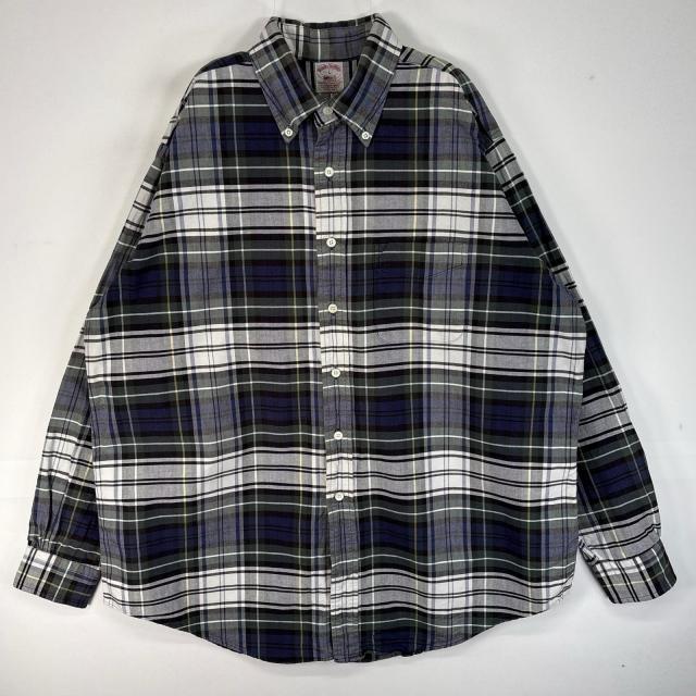 古着 80s/80年代 ヴィンテージ ブルックスブラザーズ Brooks Brothers 長袖シャツ チェック USA製 ボタンダウン グリーン マルチカラー