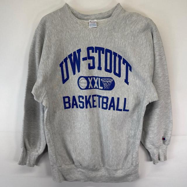 古着 90s/90年代 チャンピオン Champion USA製 スウェット 大きいサイズ リバースウィーブ 3段プリント  2XL  グレー系 メンズ