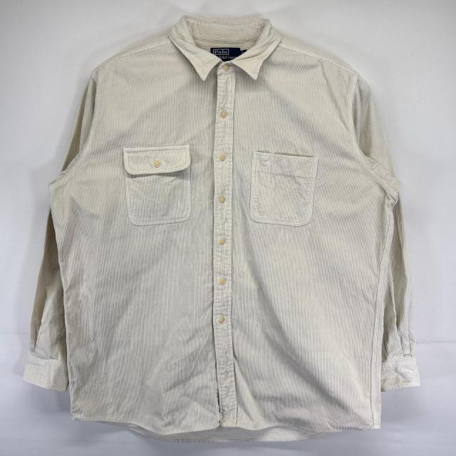 古着 ポロバイラルフローレン Polo by Ralph Lauren 長袖シャツ コーデュロイシャツ 胸ポケット 無地  XL  ベージュ系 メンズ