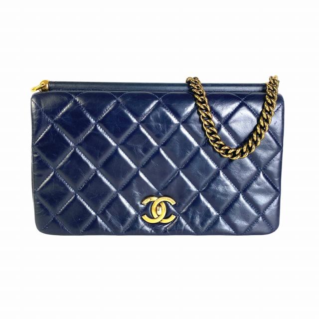 CHANEL シャネル マトラッセ ショルダーバッグ カーフ ネイビー 【中古】 レディース
