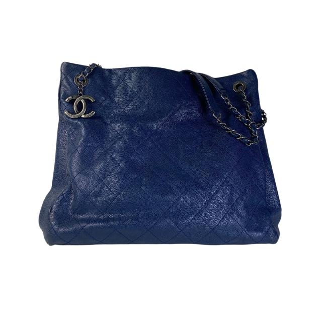 CHANEL シャネル マトラッセ トートバッグ マットキャビアスキン ブルー 【中古】 レディース
