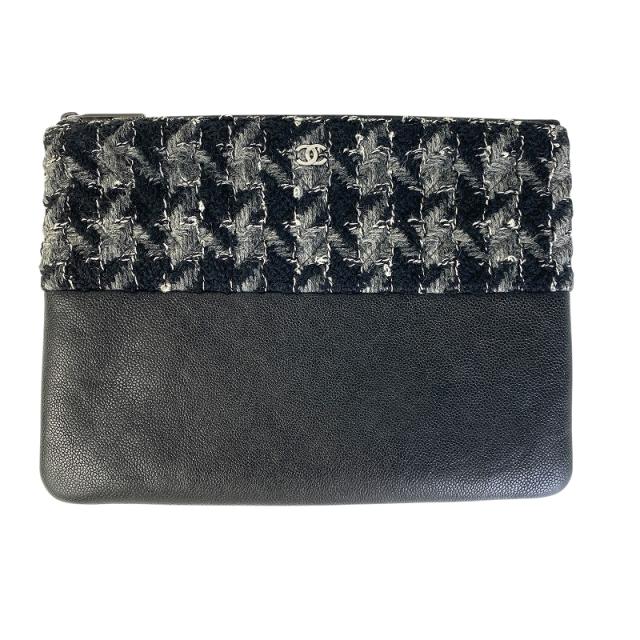 CHANEL シャネル ココマーク ハンドバッグ レザー ニット グレー 【中古】 レディース