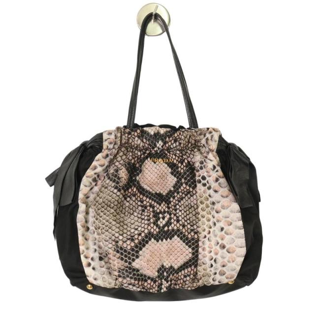 PRADA プラダ  ショルダーバッグ パイソン ブラック レディース