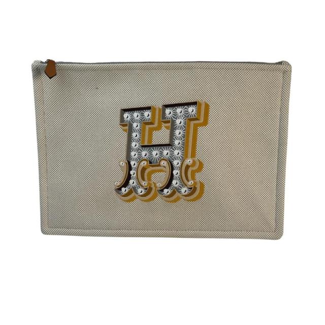 HERMES エルメス  ポーチ キャンバス ホワイト 【中古】 レディース