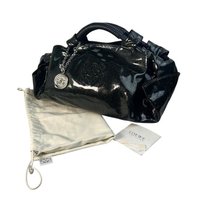 LOEWE ロエベ  ハンドバッグ エナメル ブラック 【中古】 レディース