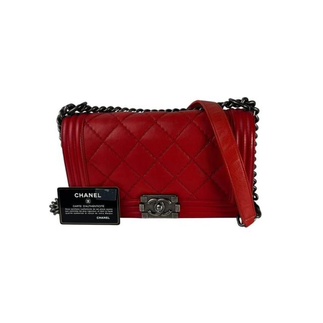 CHANEL シャネル ワイルドステッチ ショルダーバッグ レザー レッド 【中古】 レディース