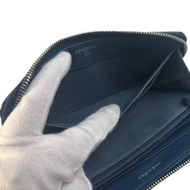 CHANEL シャネル ココマーク 長財布 パテントレザー ブルー 【中古