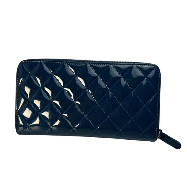 CHANEL シャネル ココマーク 長財布 パテントレザー ブルー 【中古