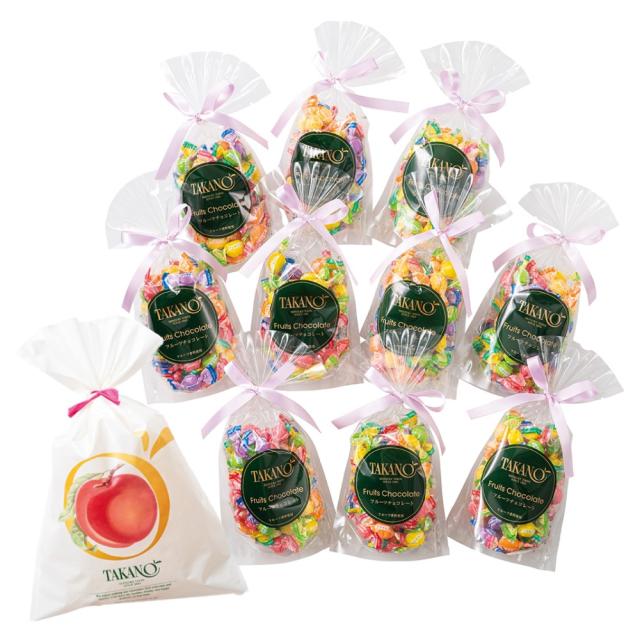 公式 新宿高野 シェアフルーツチョコレート10入 #29100（ピーチ柄ラッピング袋付）ギフト スイーツ お菓子 洋菓子 個包装 プチギフト プレゼント 高野フルーツ 大量 ばらまき スイーツ 内祝い  お配り 卒業 入学 お歳暮 御歳暮 冬ギフト ご褒美 自分用