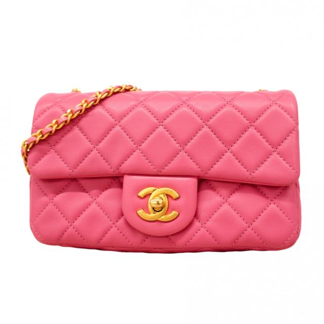 ★最終価格★SALE【5oe5725-h】シャネル ショルダーバッグ ミニマトラッセ チェーンショルダー ラムスキン ピンク ゴールド金具【中古】レディース