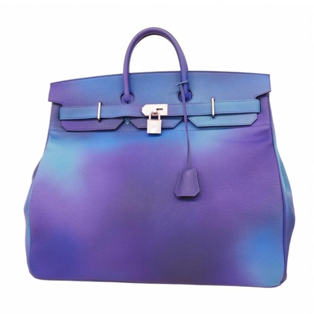 ★SALE【5id0928-3-g-h】エルメス ハンドバッグ オータクロア50 コスモス トゴ ブルーニュイグラデーション シルバー金具 Y刻印【中古】メンズ