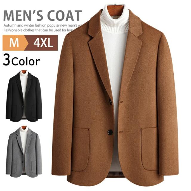 テーラードジャケット メンズ メルトン ウールコート ビジネスジャケット 2つボタン アウター おしゃれ ブレザー スーツジャケット ビジカジ フォーマル カジュアル オフィス ゴルフウェア 暖かい 防寒 紳士服 男性 通勤 通学 秋冬 大きいサイズ