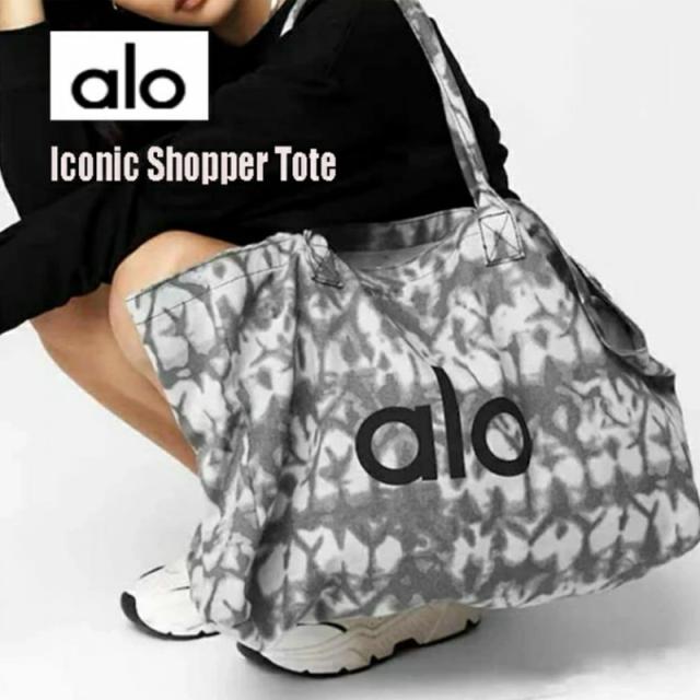 alo Yoga アイコニックショッパートート バッグ グレー ダイダイ キャンバスバック aloロゴ 普段使い用 ヨガ用バック トレーニング用バッグ いろいろな場面で使用できる 旅行 買い物 アローヨガ 大きめサイズ 実用的 スタイリッシュ 通勤 通学 ジム ギフト